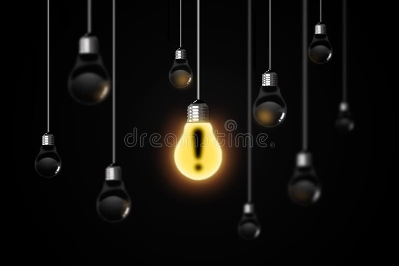 Bulb with exclamation mark stock illustration. Illustration of ...