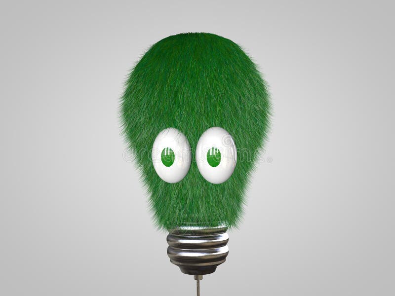 Bulb with Eyes Covered in Green Grass. Stock Illustration ...