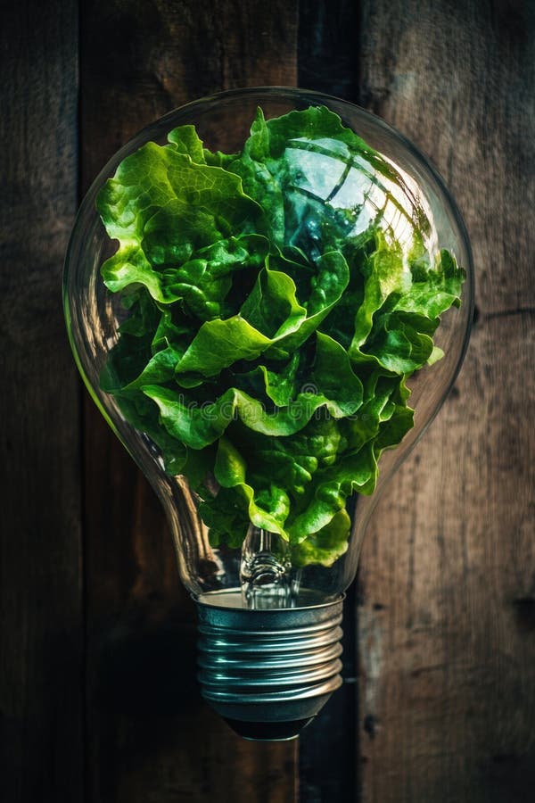 Bulb is Filled with Green Lettuce Stock Photo - Image of green, bulb ...