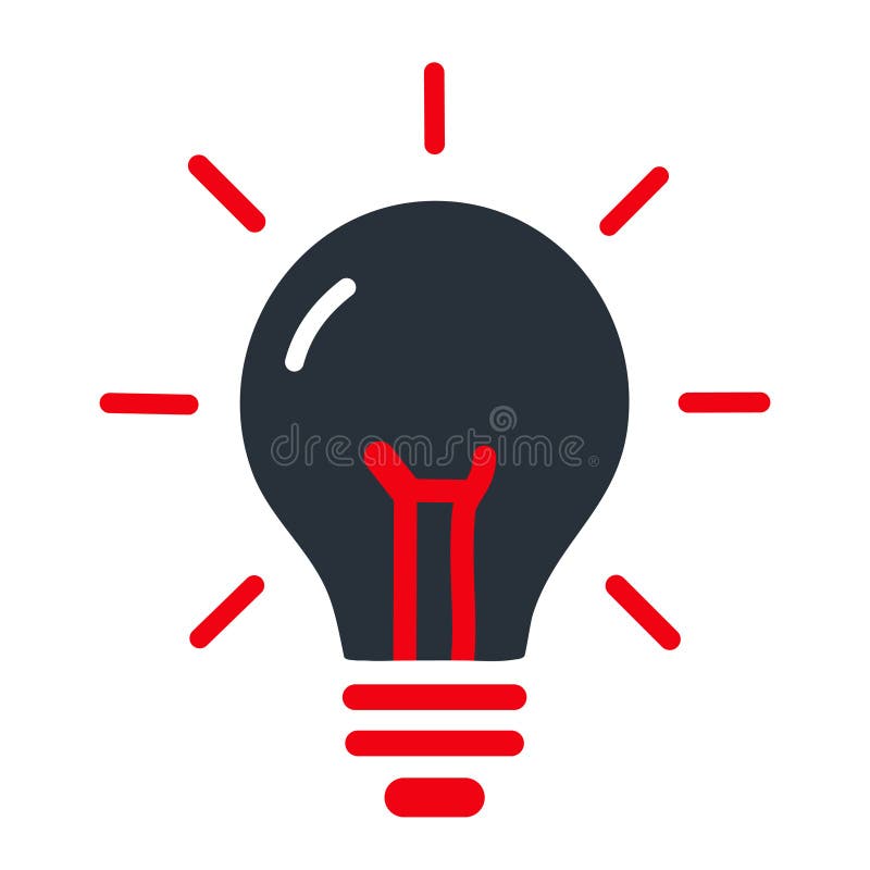 Bulb Flat Blue and Red Colours Icon. Creative Idea Symbol Vector ...