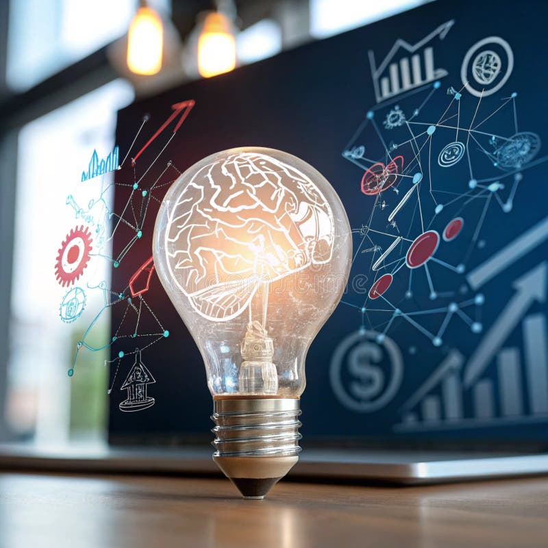 Bulb Future Technology with Brain, Innovation Background, Artificial ...