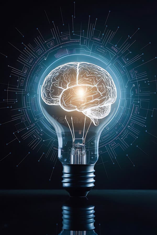 Bulb Future Technology with Brain, Innovation Background, Artificial ...