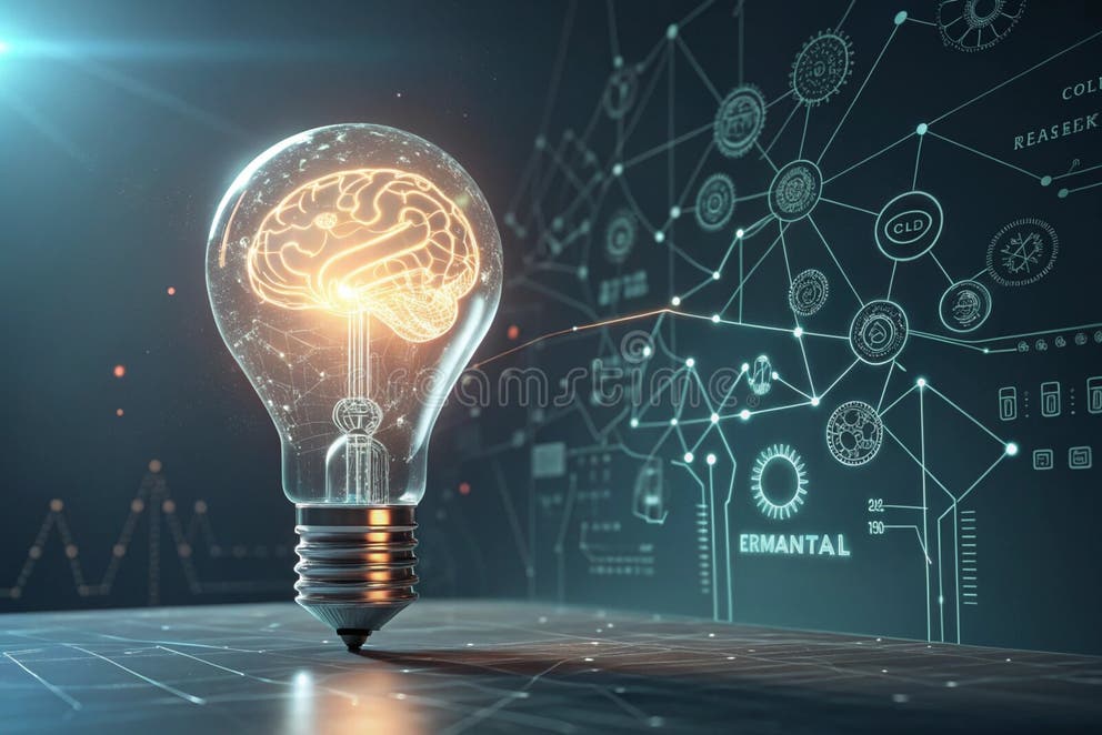 Bulb Future Technology with Brain, Innovation Background, Artificial ...