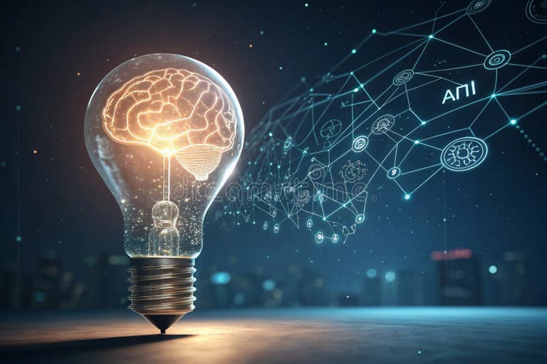 Bulb Future Technology with Brain, Innovation Background, Artificial ...