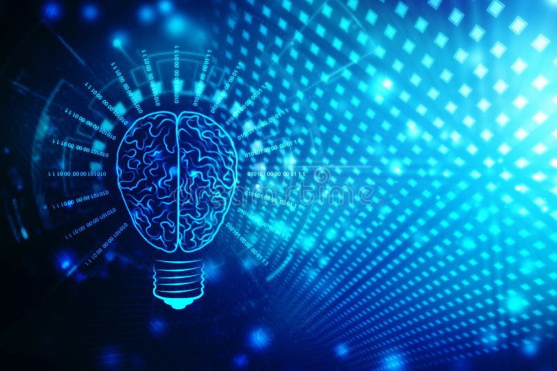 Bulb Future Technology with Brain, Innovation Background, Artificial ...