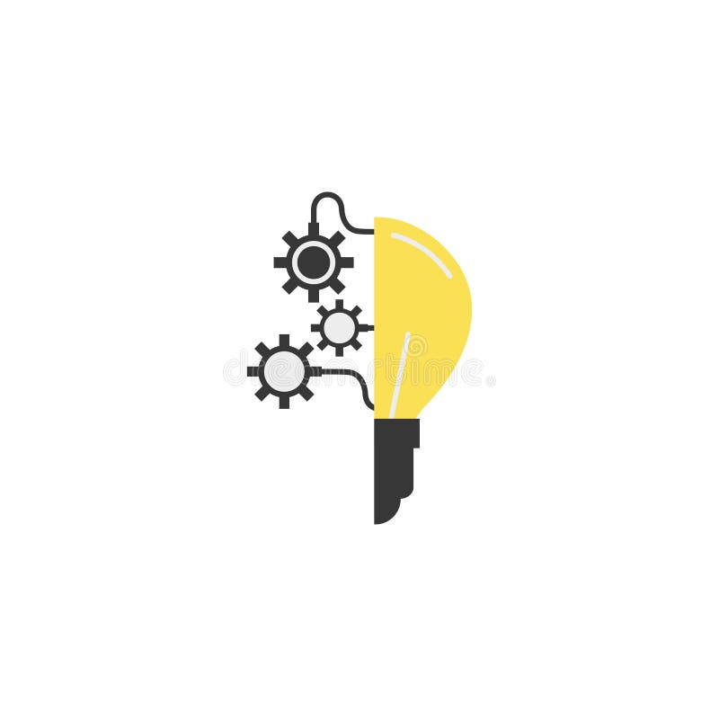 Bulb Gears Connection Idea Icon Flat Style Stock Vector - Illustration ...
