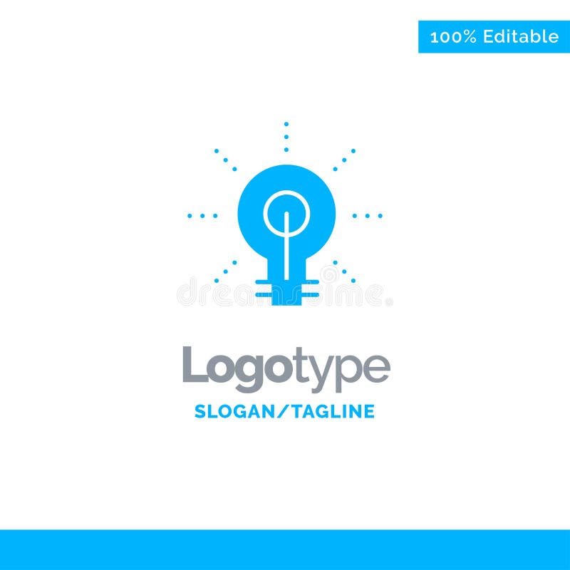 Bulb, Glow, Idea, Insight, Inspiriting Blue Solid Logo Template. Place ...
