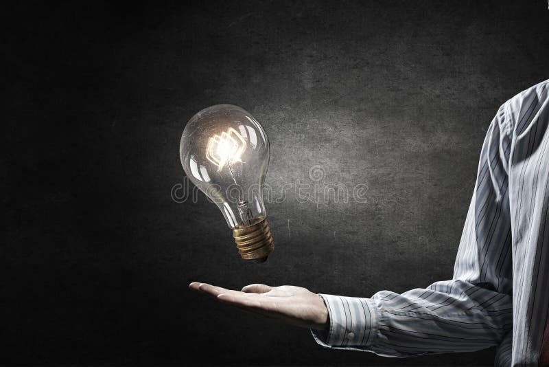 Bulb in hand stock image. Image of lamp, bright, mind - 59808571