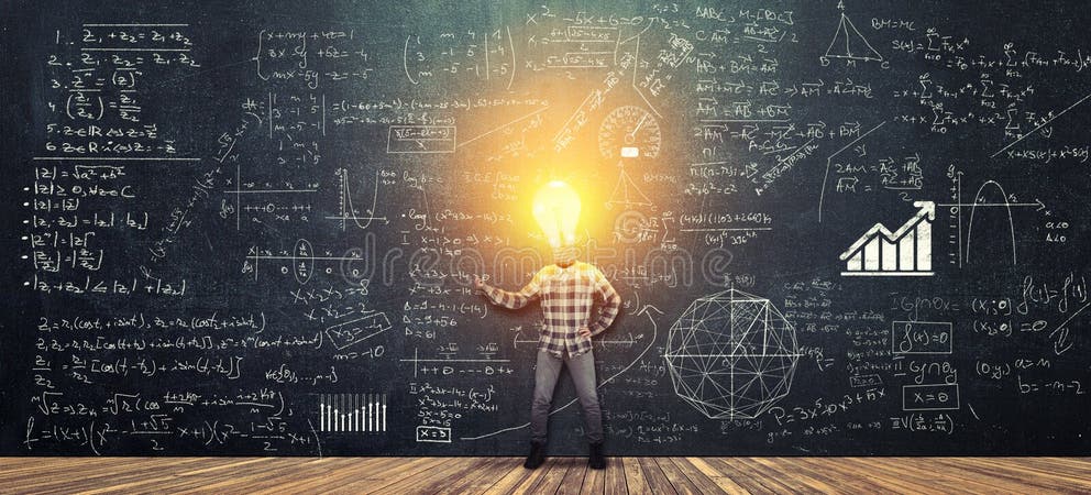 Bulb Head Solving Math Problem Stock Photo - Image of hard, information ...