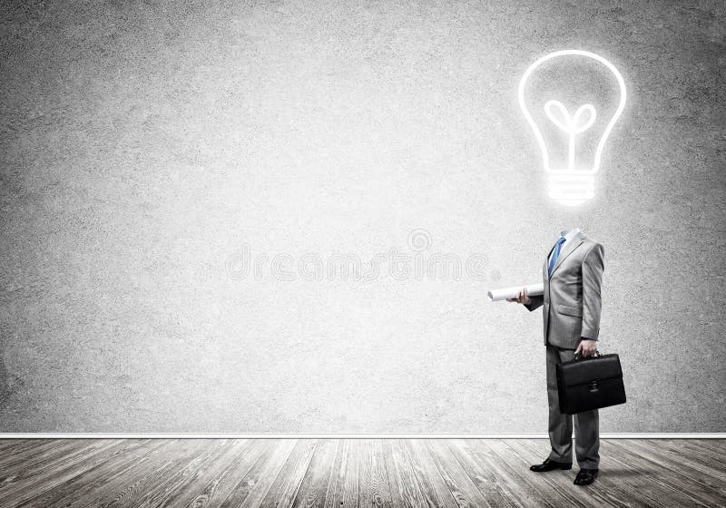 Bulb headed businessman stock photo. Image of business - 90785108