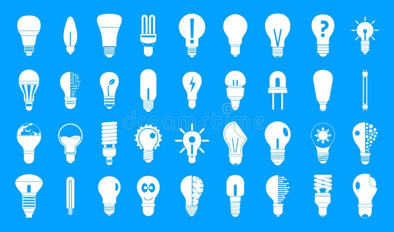 Bulb icon blue set vector stock vector. Illustration of isolated ...