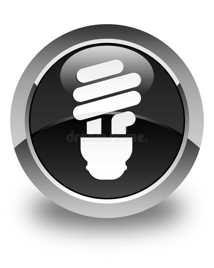 Bulb Icon Glossy Black Round Button Stock Illustration - Illustration ...