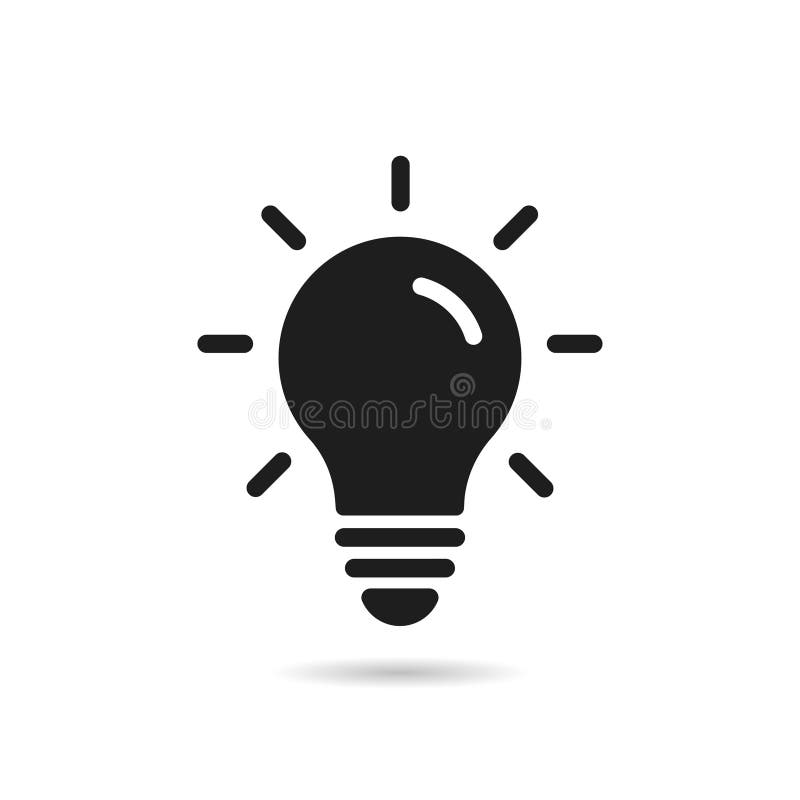 Bulb Icon with Rays Vector. Lamp Icon Logo. Bulb Light Vector Icon ...