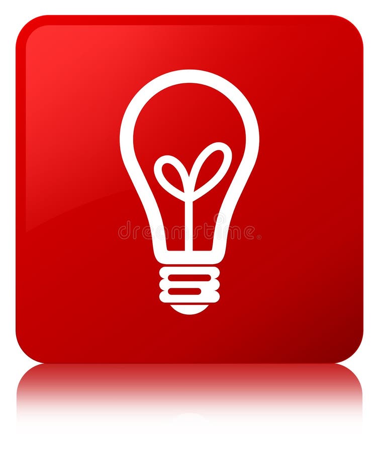 Bulb Icon Red Square Button Stock Illustration - Illustration of button ...