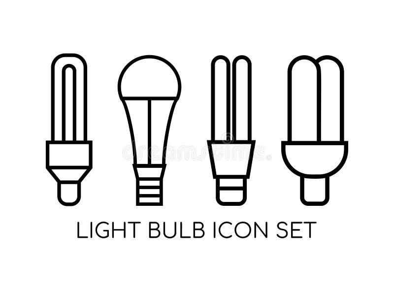 Bulb Icon Set stock vector. Illustration of bulbs, four - 257860830