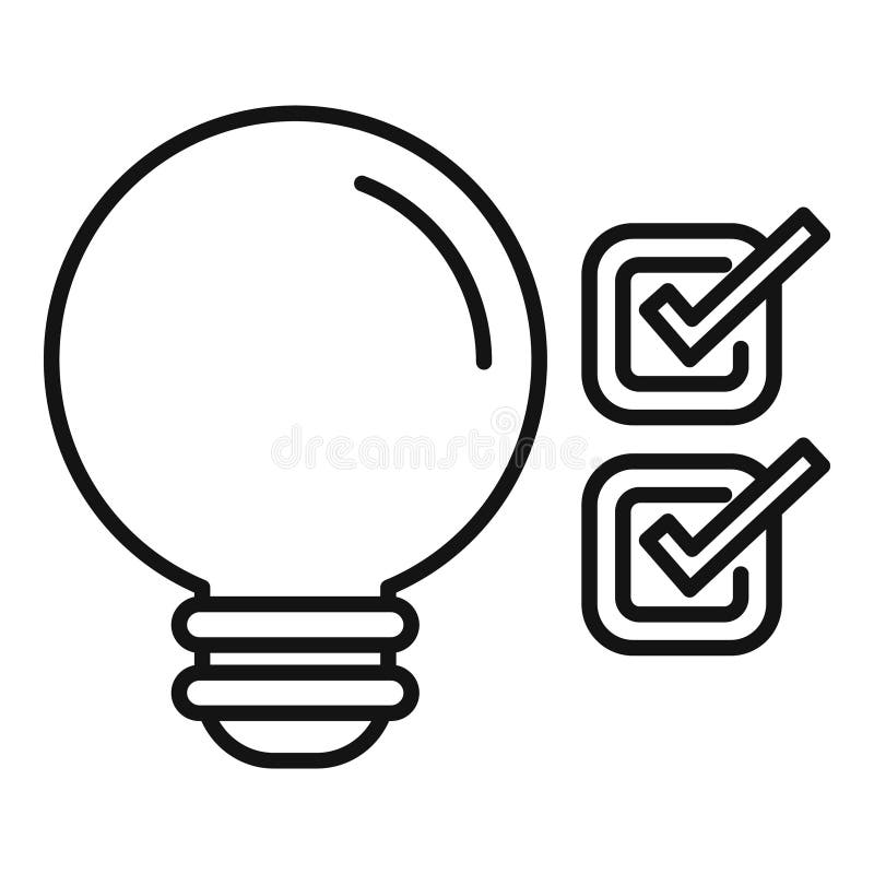 Bulb Idea Approved Icon Outline Vector. Customer Data Stock Vector ...