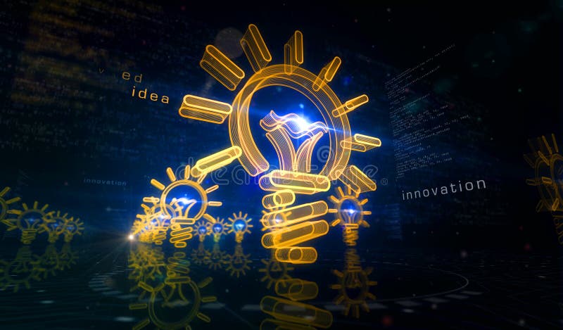 Bulb Idea and Creative Innovation Symbol Digital Concept 3d ...