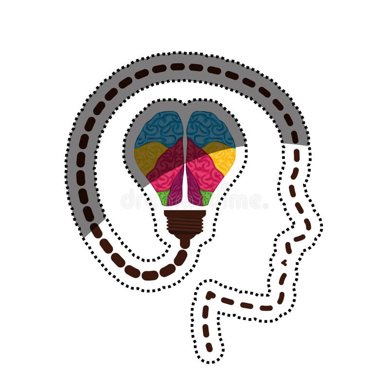 Bulb idea and human brain stock illustration. Illustration of cerebral ...