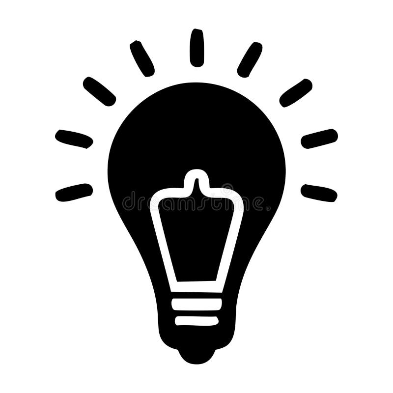 Bulb Idea Icon. Flat Color Think Symbol Stock Vector - Illustration of ...