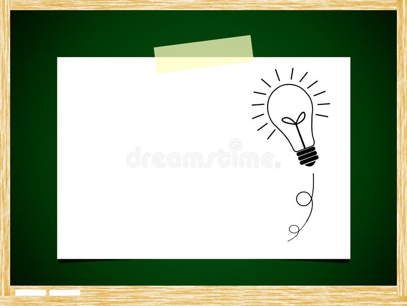 Bulb Idea Note Paper on Green Board Stock Illustration - Illustration ...
