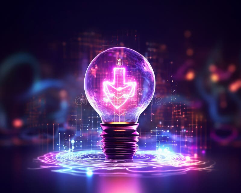 A Bulb Integrated on a Technology Background, Idea Concept, Thinking ...