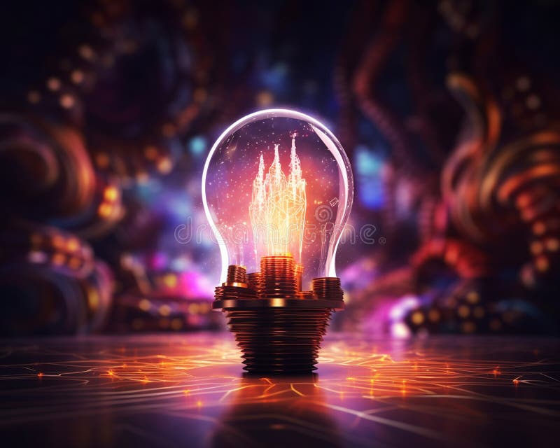 A Bulb Integrated on a Technology Background, Idea Concept, Thinking ...