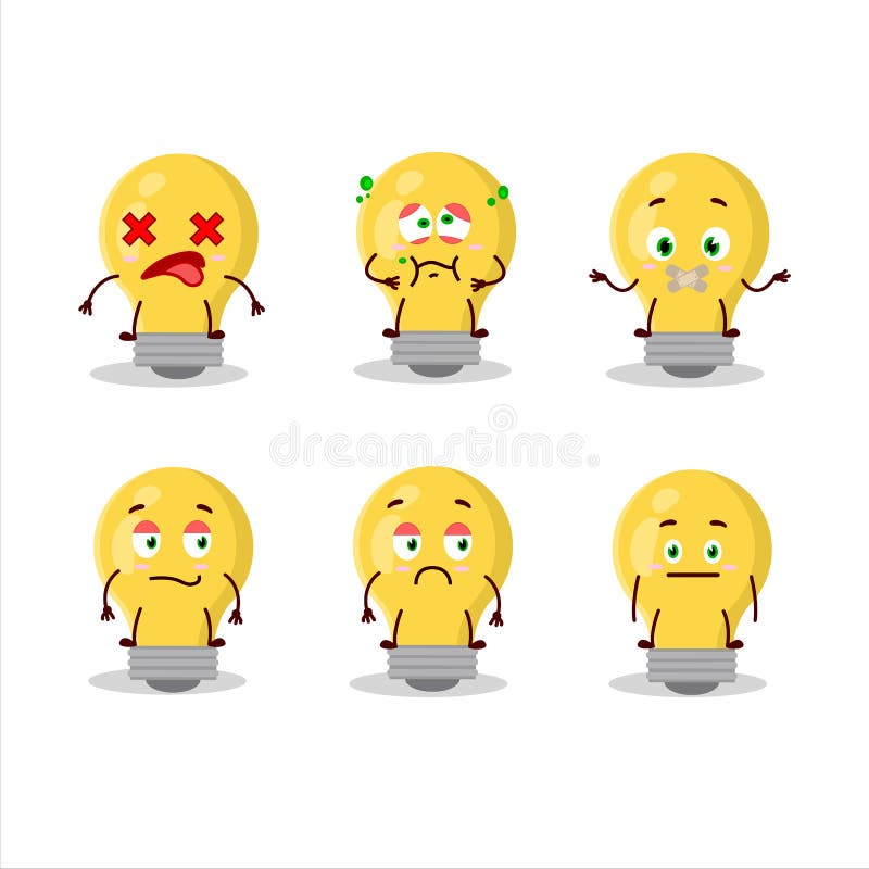Bulb Lamp Cartoon Character with Sad Expression Stock Vector ...