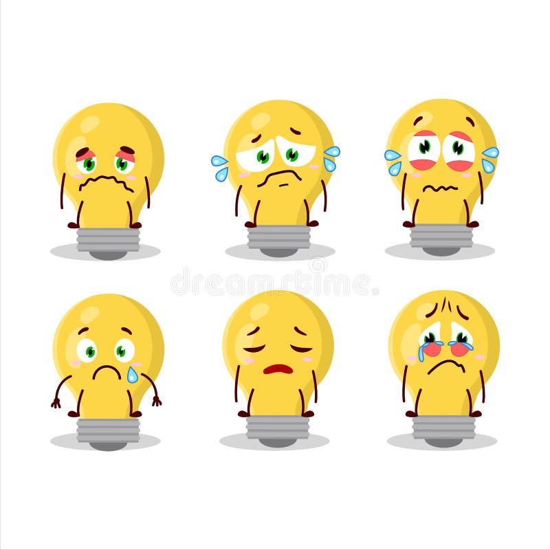 Bulb Lamp Cartoon Character with Sad Expression Stock Vector ...