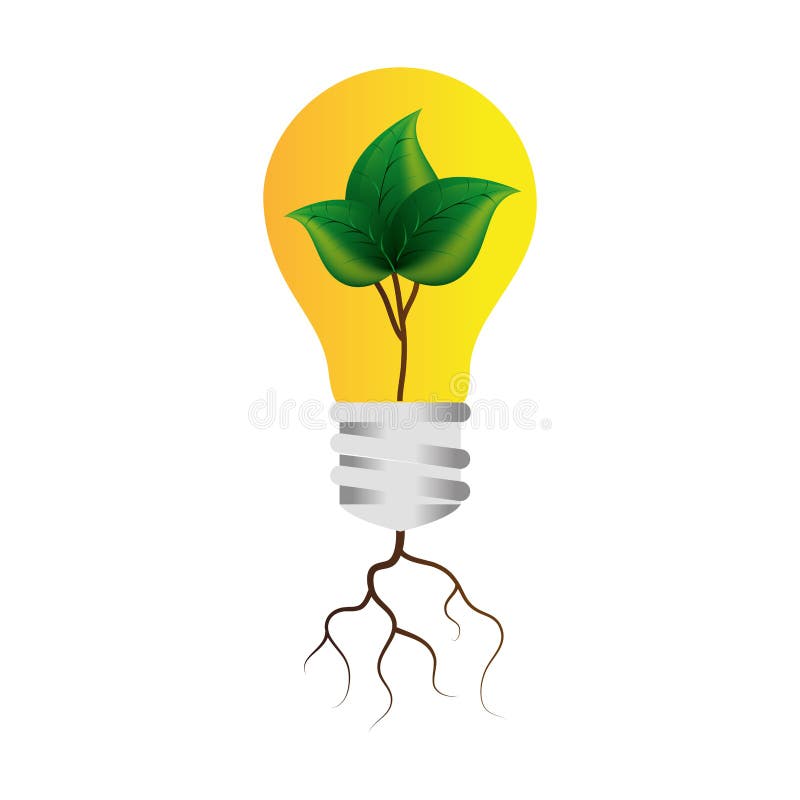 Bulb with Leafs Plant Ecology Icon Stock Illustration - Illustration of ...