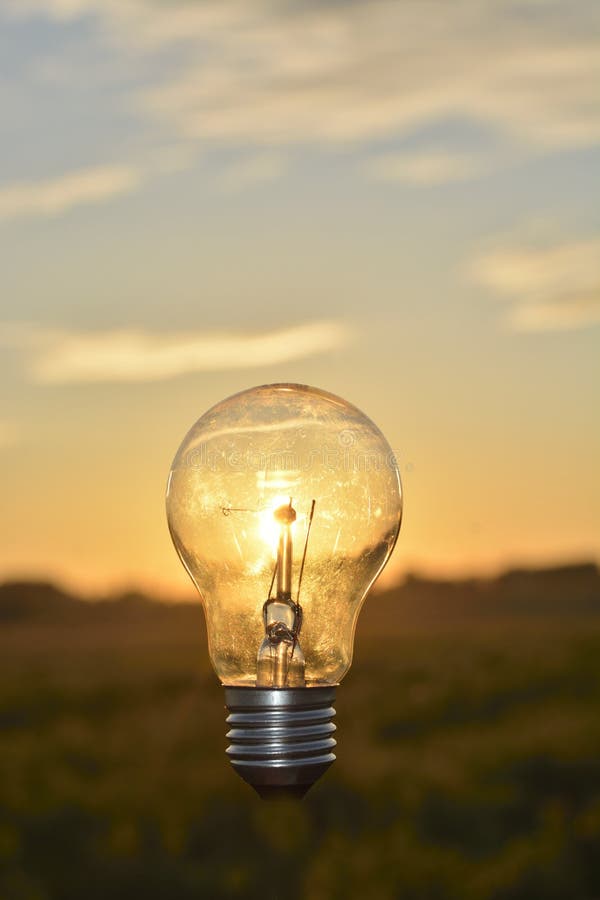 Bulb stock image. Image of invention, lightbulb, sunset - 73418911
