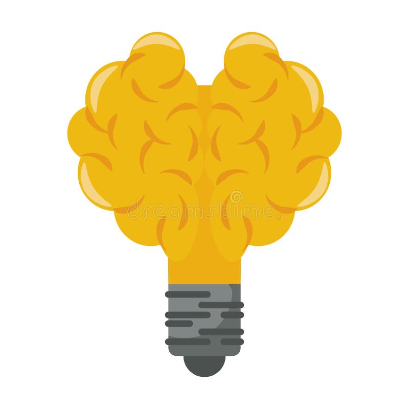Bulb Light Brain Shape Symbol Isolated Stock Vector - Illustration of ...