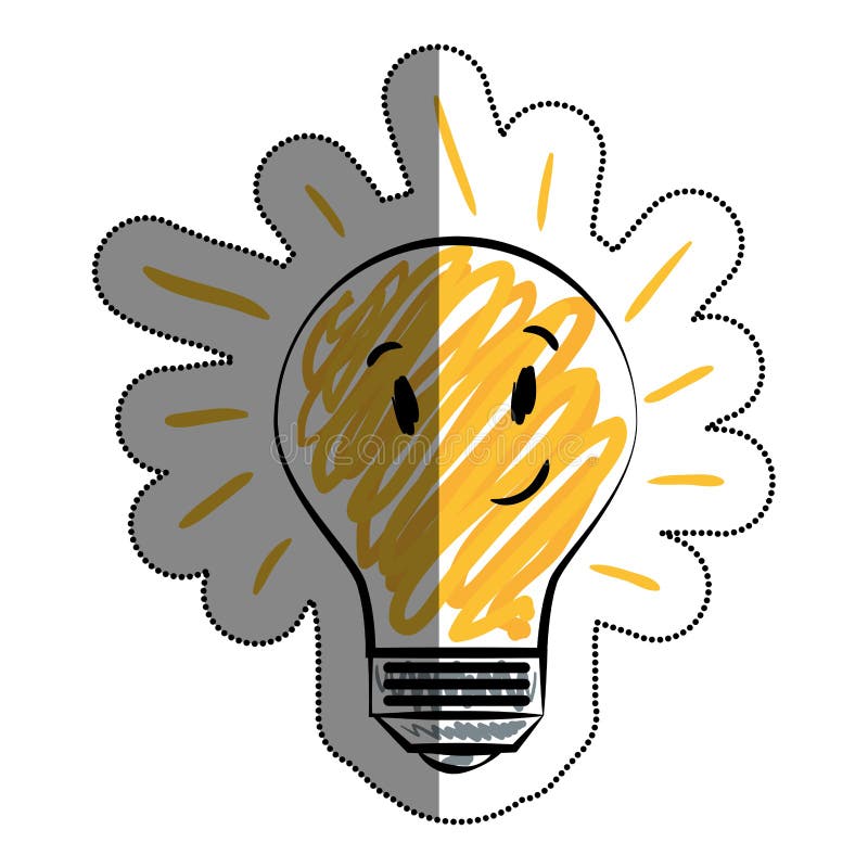 Bulb Light Character Drawing Icon Stock Illustration - Illustration of ...