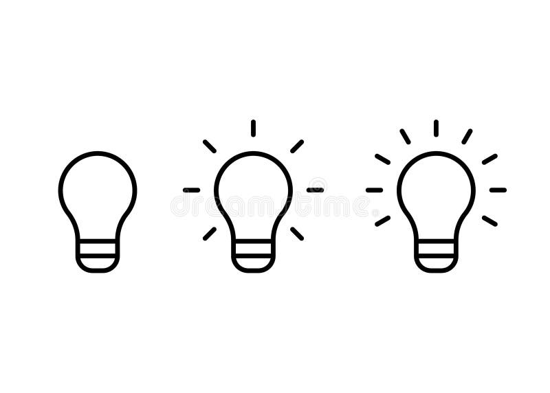 Bulb Light Different Power, Line Icon Set. Lightbulb Symbol As Idea ...