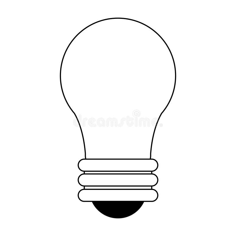 Bulb Light Energy Symbol in Black and White Stock Vector - Illustration ...