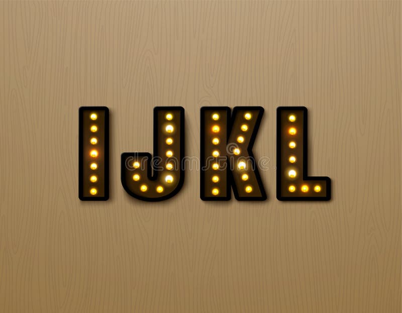 Bulb Light Font on Wood Pattern Stock Vector - Illustration of movie ...