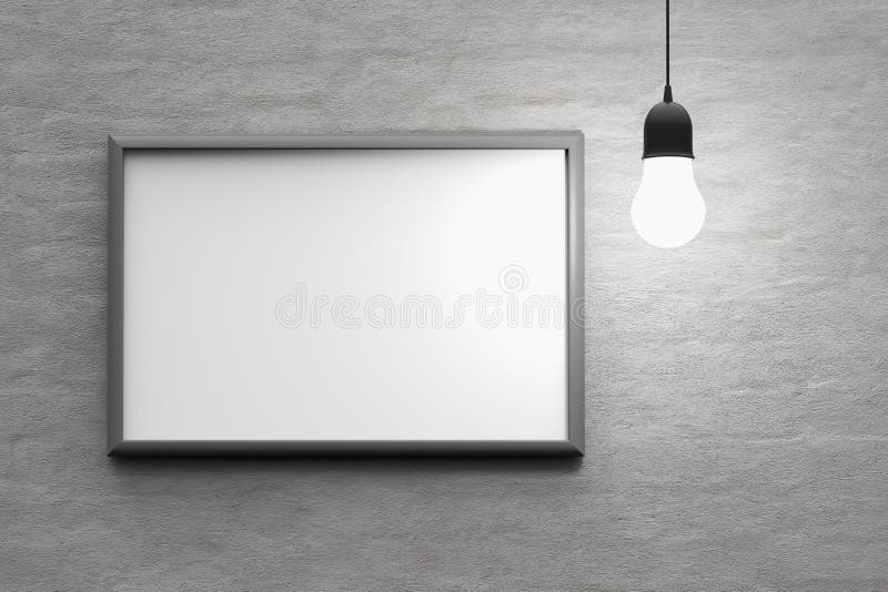 Bulb Light with Frame on the Wall Stock Illustration - Illustration of ...