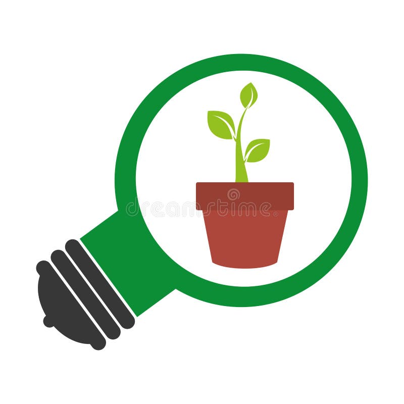 Bulb Light with Plant Inside Stock Vector - Illustration of pictogram ...