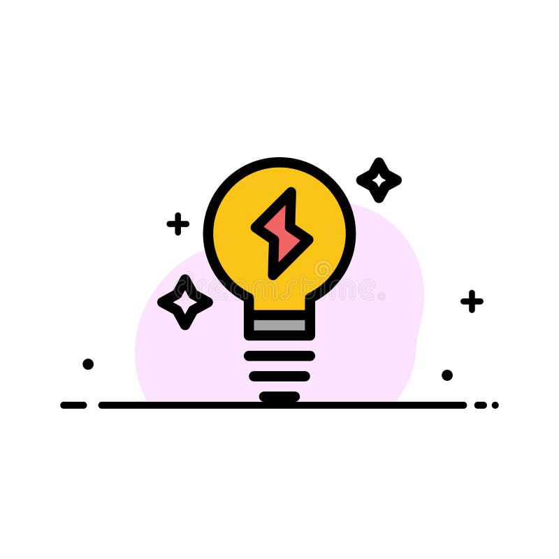 Bulb, Light, Power Business Flat Line Filled Icon Vector Banner ...
