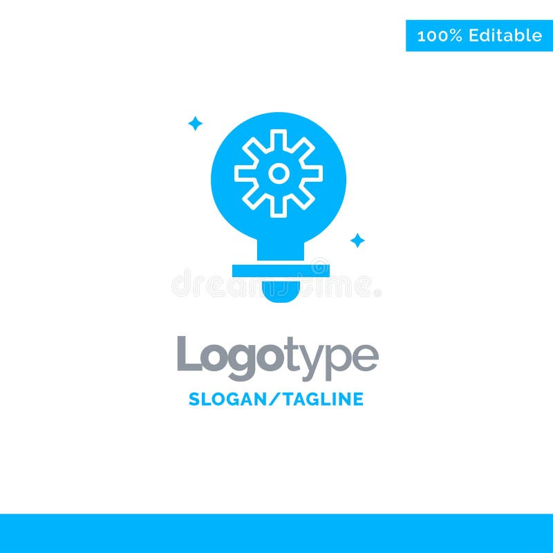 Bulb, Light, Setting, Gear Blue Solid Logo Template. Place for Tagline ...