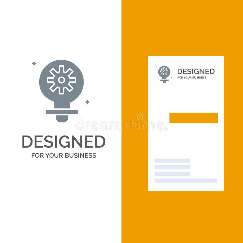 Bulb, Light, Setting, Gear Grey Logo Design and Business Card Template ...