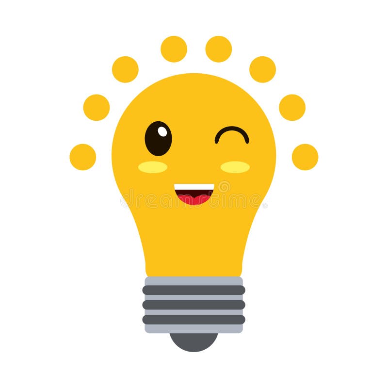 Light Bulb. Cute Cartoon Light Bulb Character in Flat Style. Technology ...