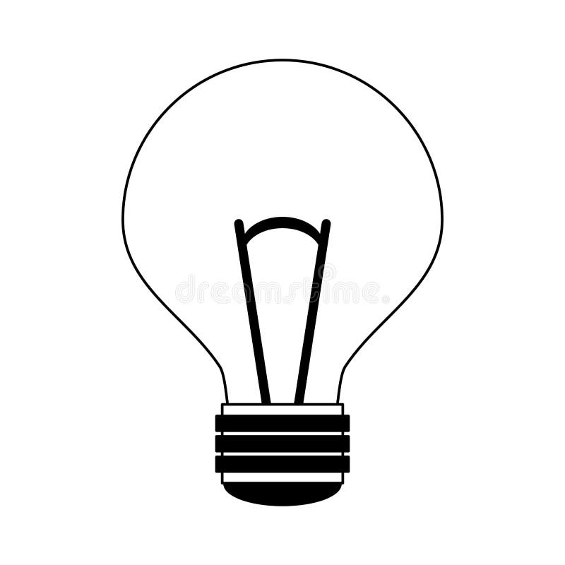 Bulb Light Symbol Black and White Stock Vector - Illustration of ...