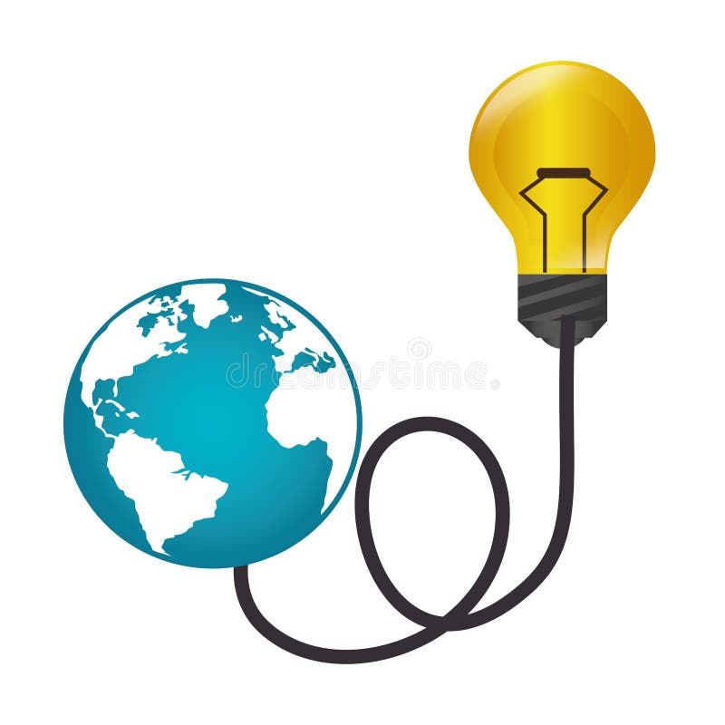 Bulb Light with World Planet Stock Vector - Illustration of lightbulb ...