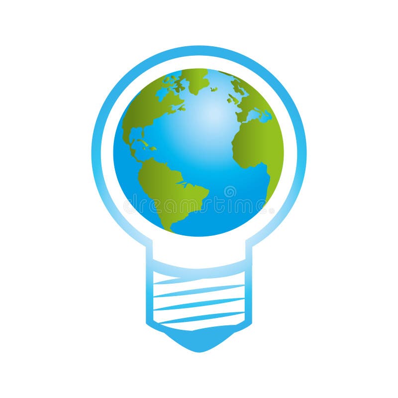Bulb Light with World Planet Stock Vector - Illustration of graphic ...