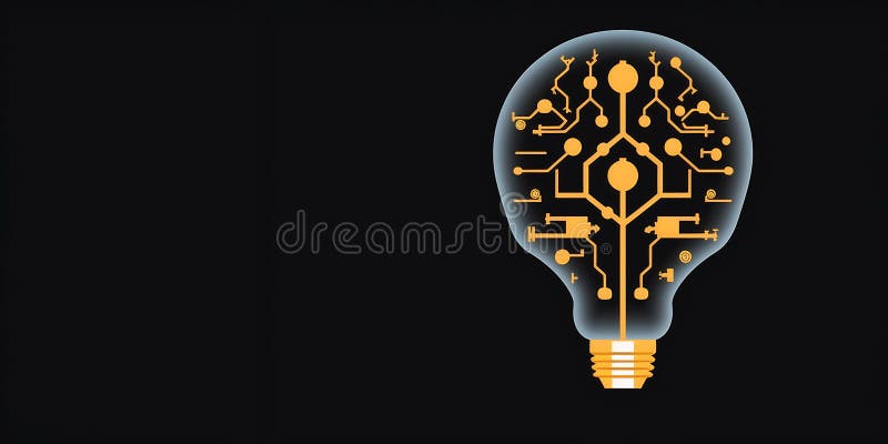 Bulb Like Brain with Detailed Circuits Illustration. Ai Generative ...