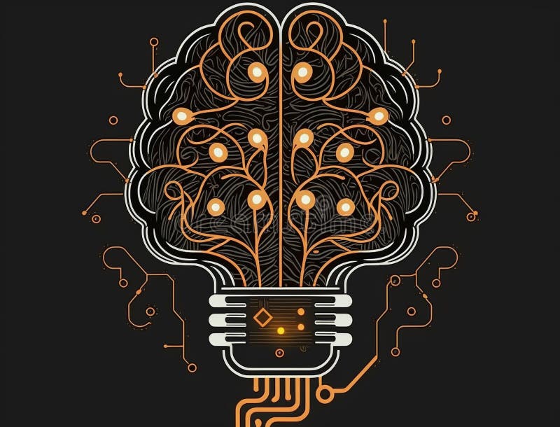 Bulb Like Robotic Human Brain with Detailed Circuits. Concept Art of ...