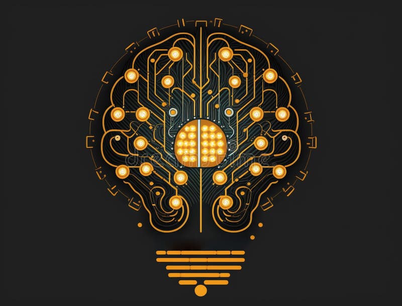 Bulb Like Robotic Human Brain with Detailed Circuits. Concept Art of ...