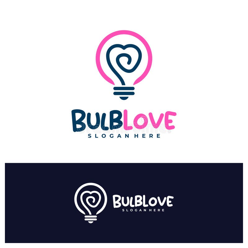 Bulb Love Logo Design Concept Vector. Love Bulb Logo Design Template ...