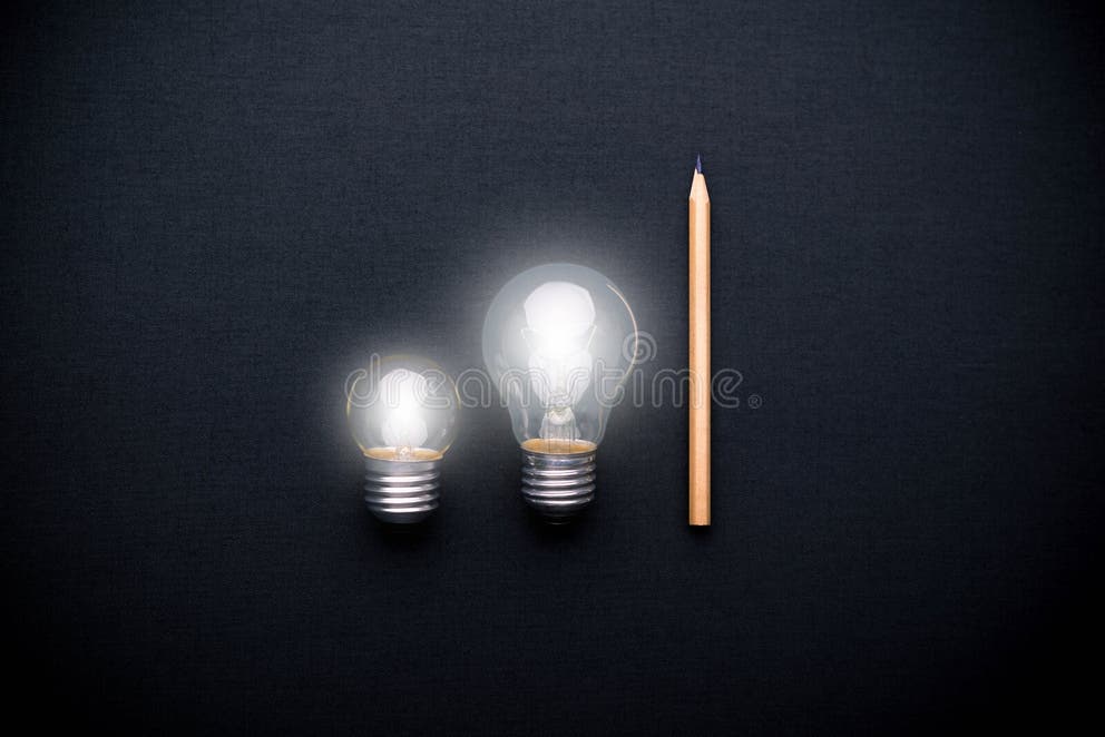 Bulb and pencil stock image. Image of closeup, pencils - 85882325