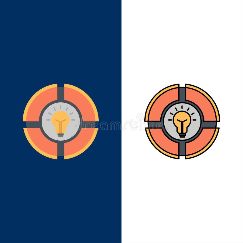 Bulb, Pie, Chat, Light, Idea Icons. Flat and Line Filled Icon Set ...